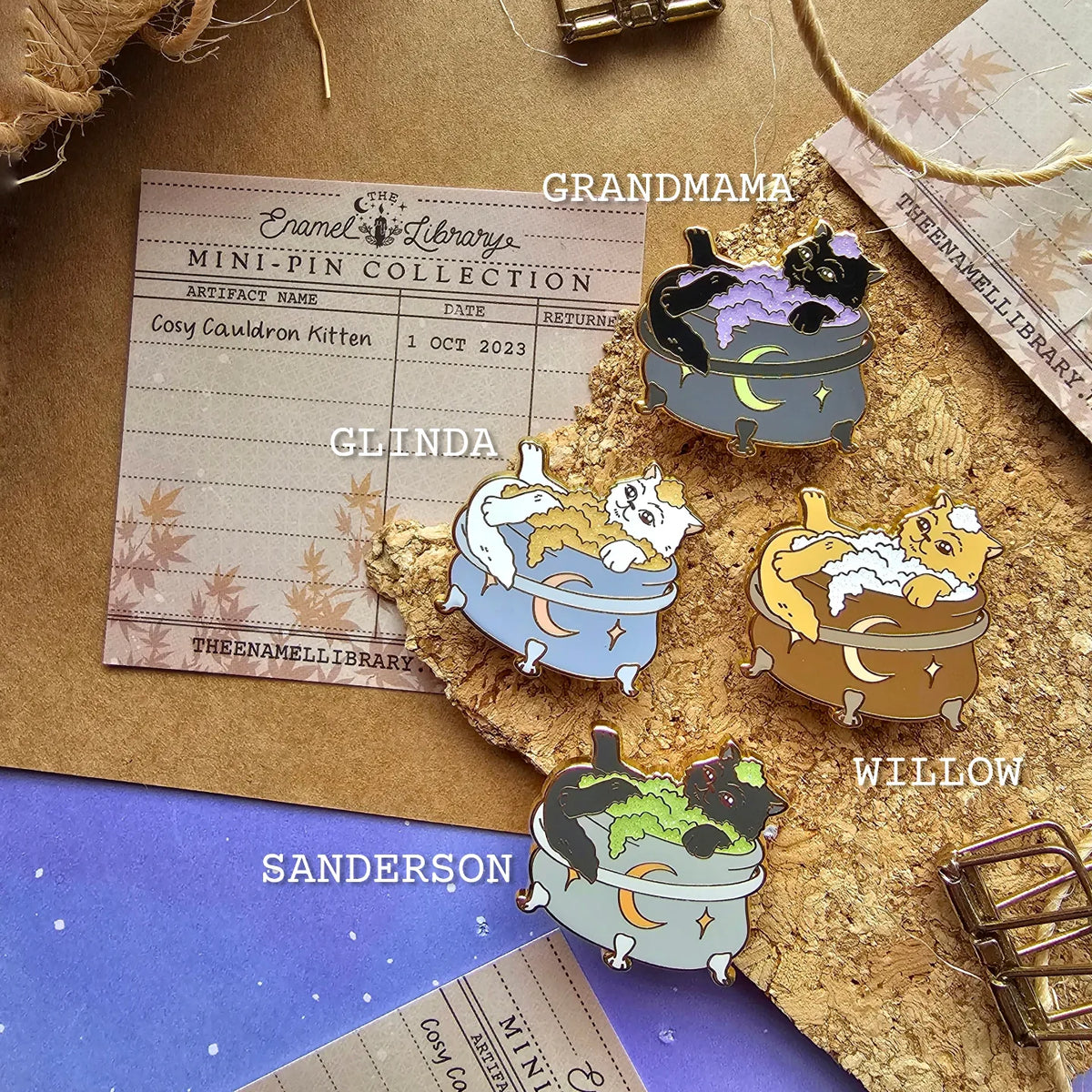 Cosy Cauldron Kitten Mini-Pins – The Enamel Library